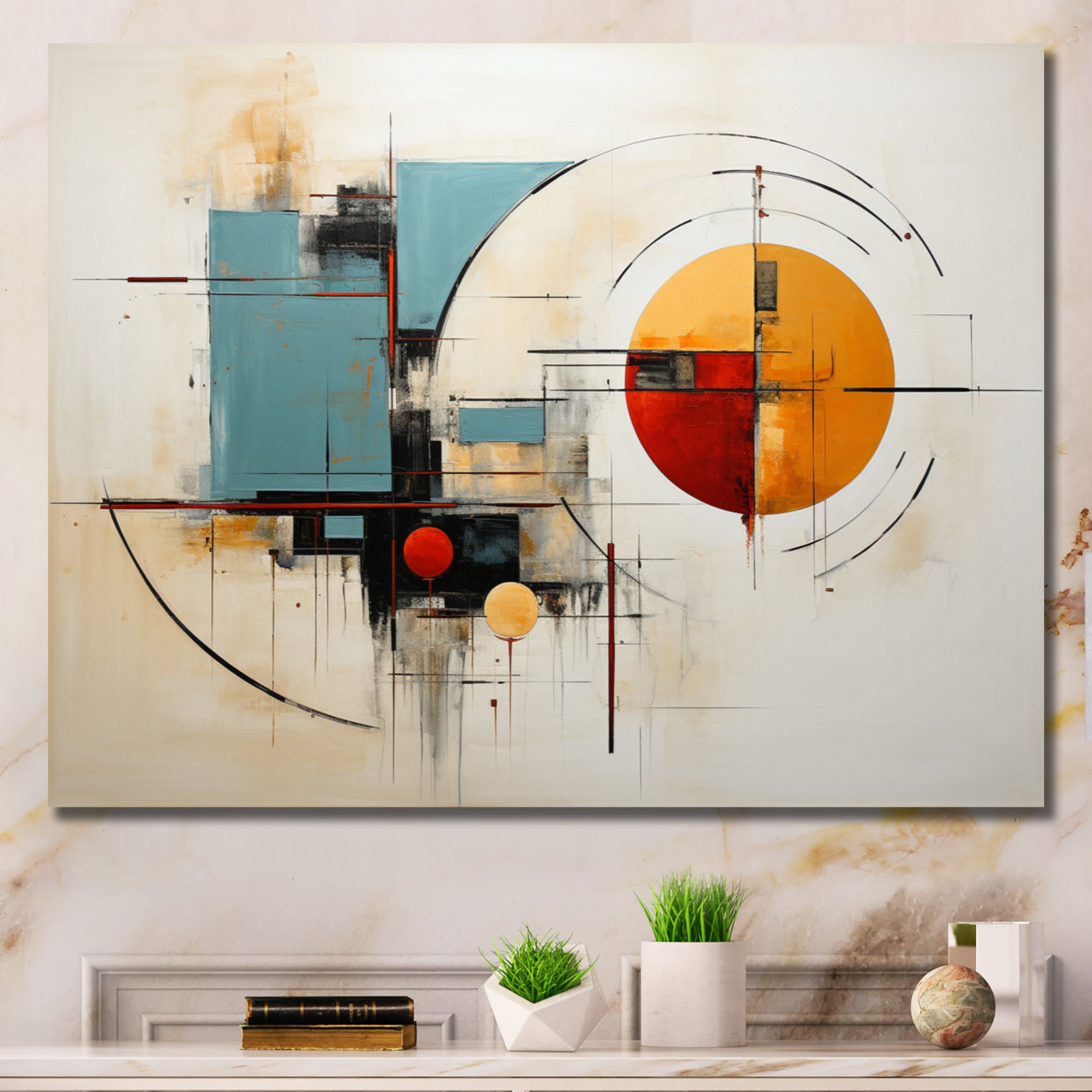 Ivy Bronx Jaquesha Colorful Mid Century Abstract Elegance Framed On Canvas Print | Wayfair